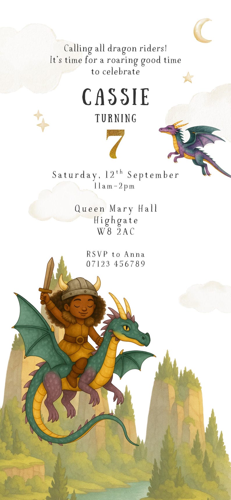 Editable Dragon Rider Birthday Invitation – *custom Character* Fantasy ...