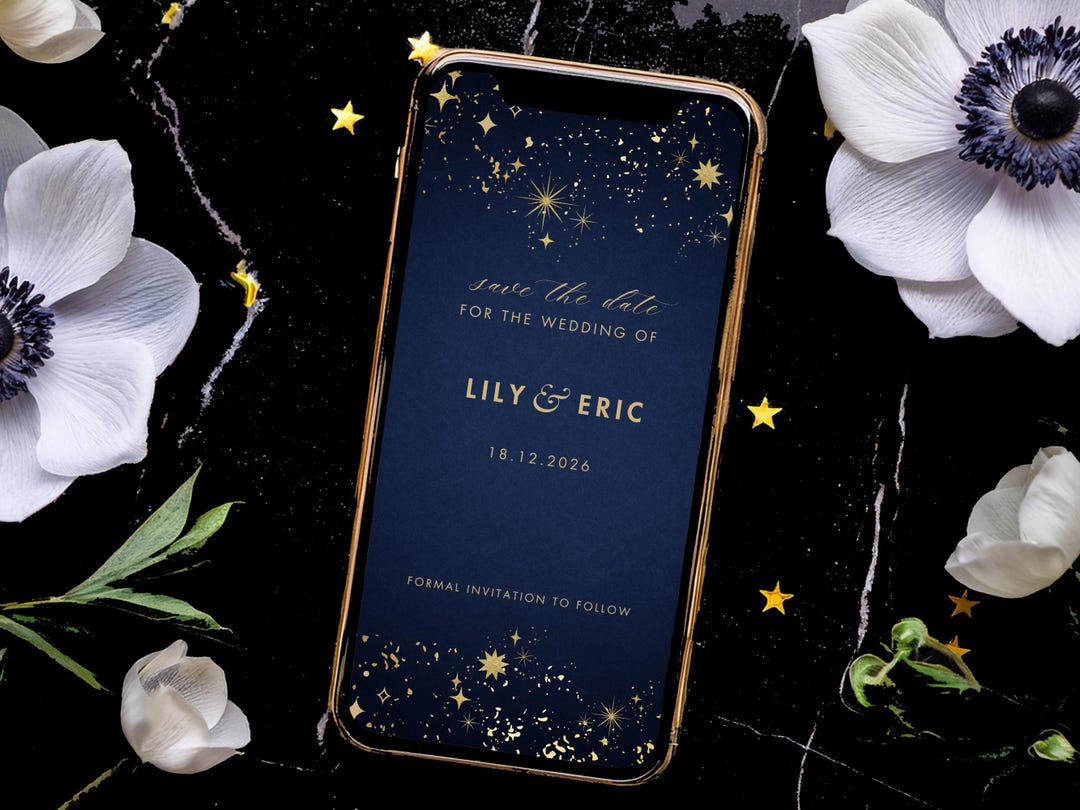 Digital Celestial Save the Date, Phone Save the Date for Whatsapp, Fast ...