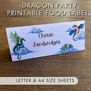 Printable Dragon Party Food Labels, Downloadable Dragon Party Name ...