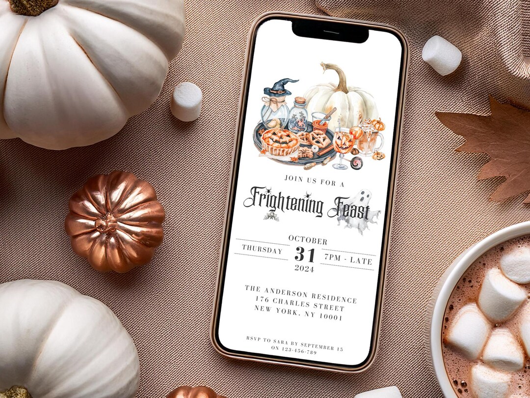 Digital Halloween Party Invitation, Halloween Dinner Party Invite for ...