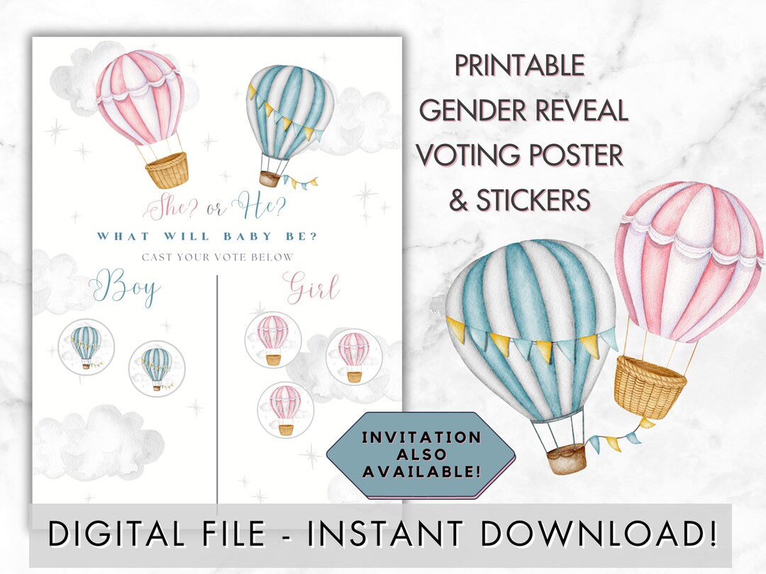 Printable Hot Air Balloon Gender Voting Poster Printable Gender Voting ...