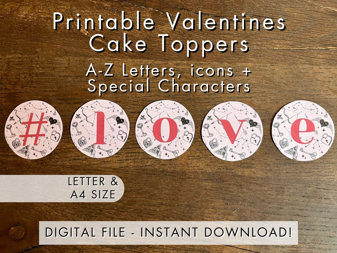 Printable Valentines Cupcake Toppers, Downloadable Love Cupcake Toppers ...