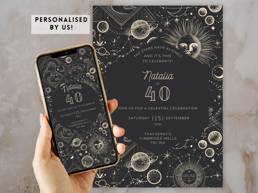 Digital Celestial Party Invite Bundle, Phone and Printable Celestial ...