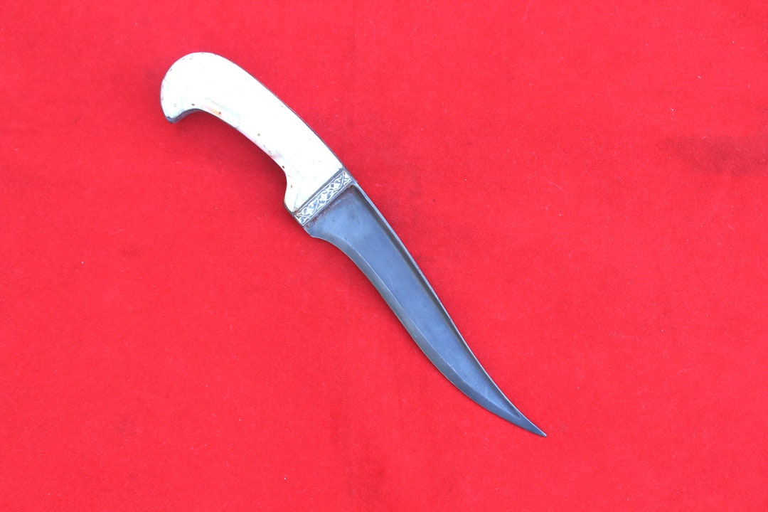 Indo Persian Mughal Punjabi Sikh Silver Koftgari MOP Grip Peshkabz ...