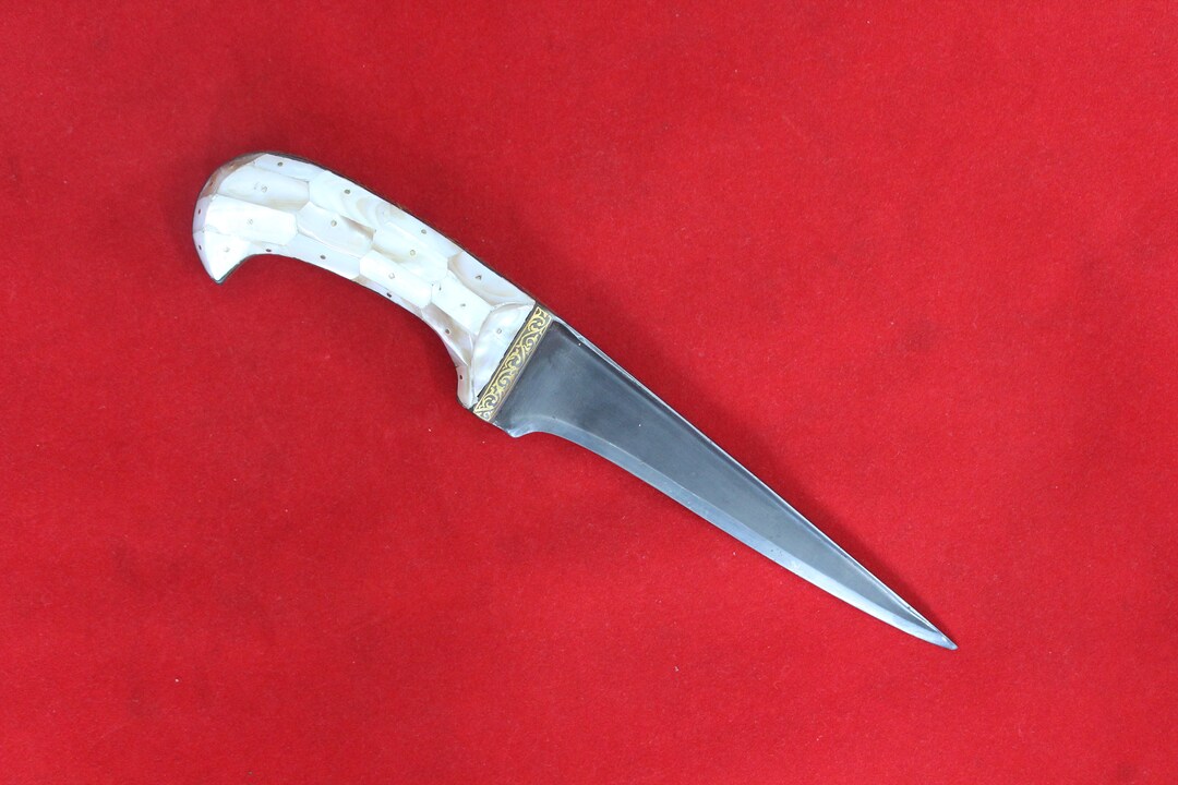 Indo Persian Mughal Punjabi Sikh Gold Koftgari MOP Grip Peshkabz Steel ...