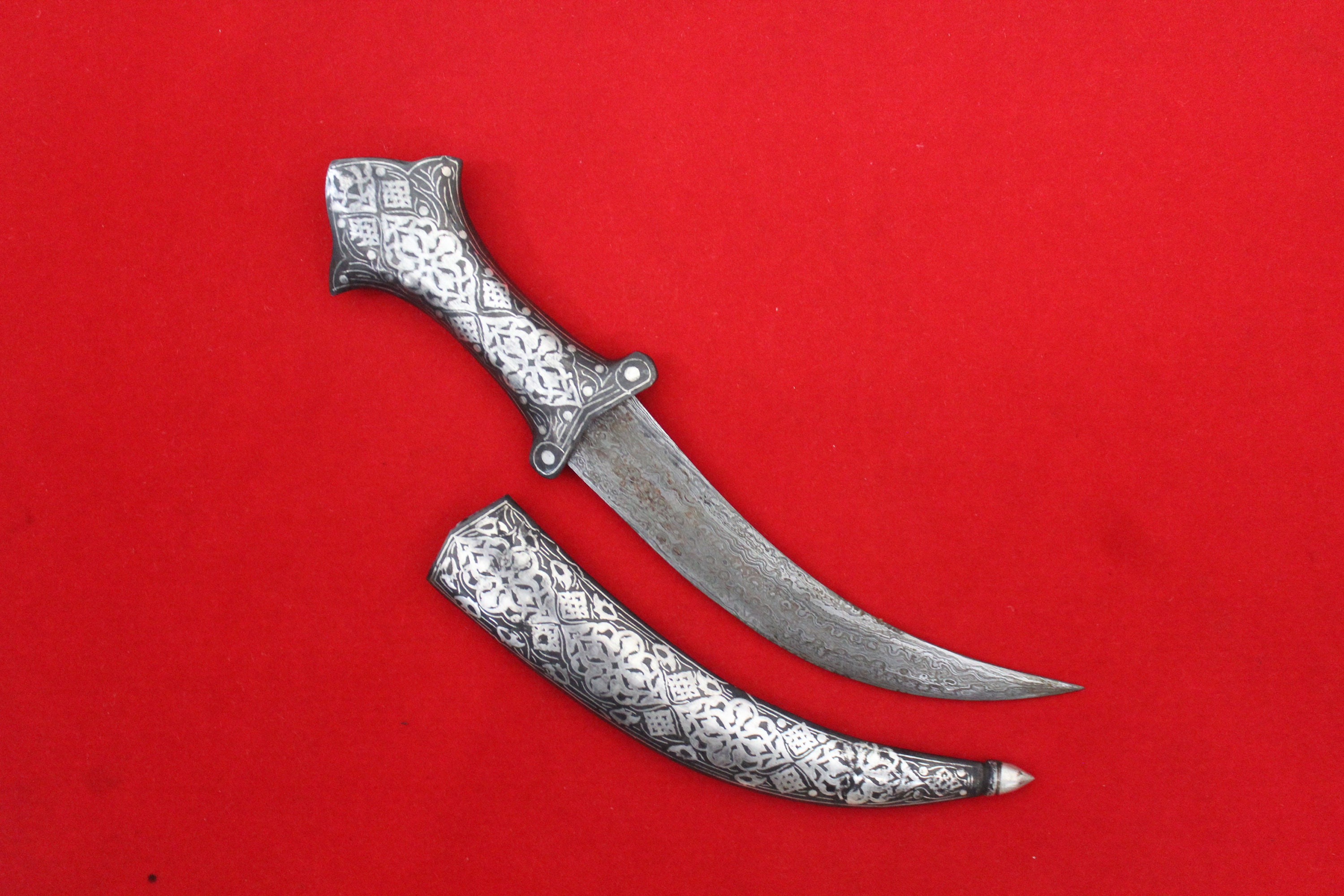 Vtg Indo-persian Mughal Islamic Crown Silver Damascus Dagger - Etsy