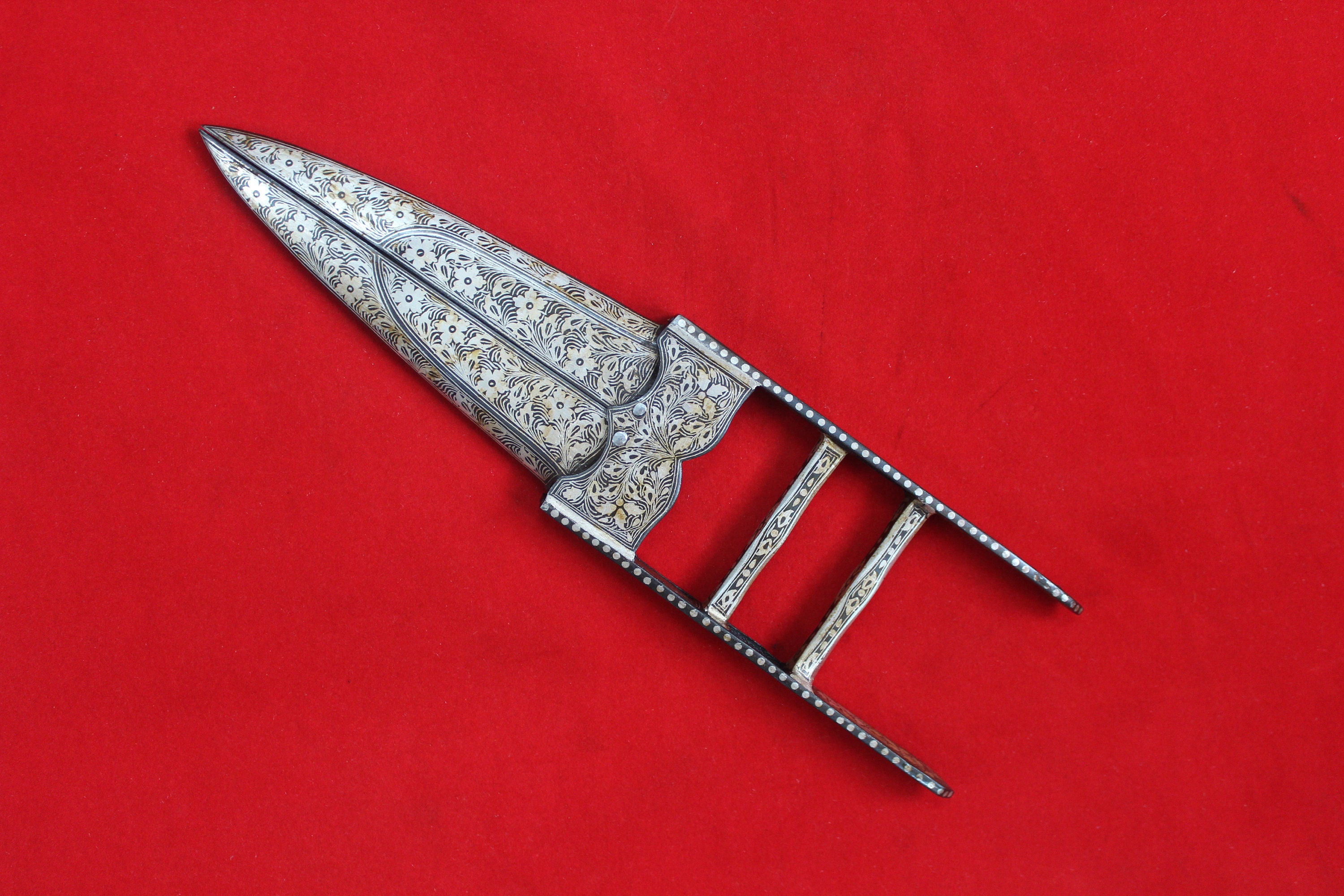 Indo Persian Mughal Rajput Silver Koftgari Scissor Katar Knife - Etsy