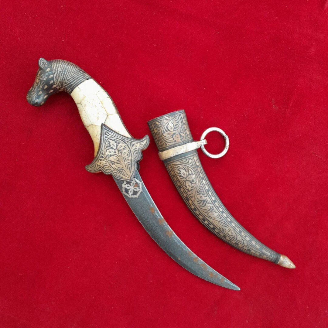 Vtg Indian Mughal Rajput Sikh Silver Koftgari Camel Dagger - Etsy