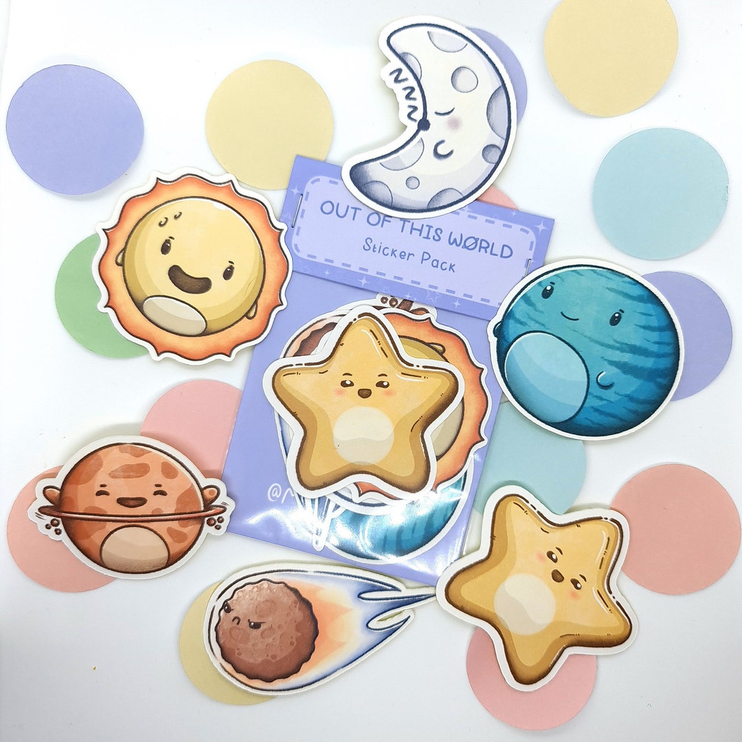Out of This World Sticker Pack 6pcs, Paper Sticker Set, Kids Crafts ...