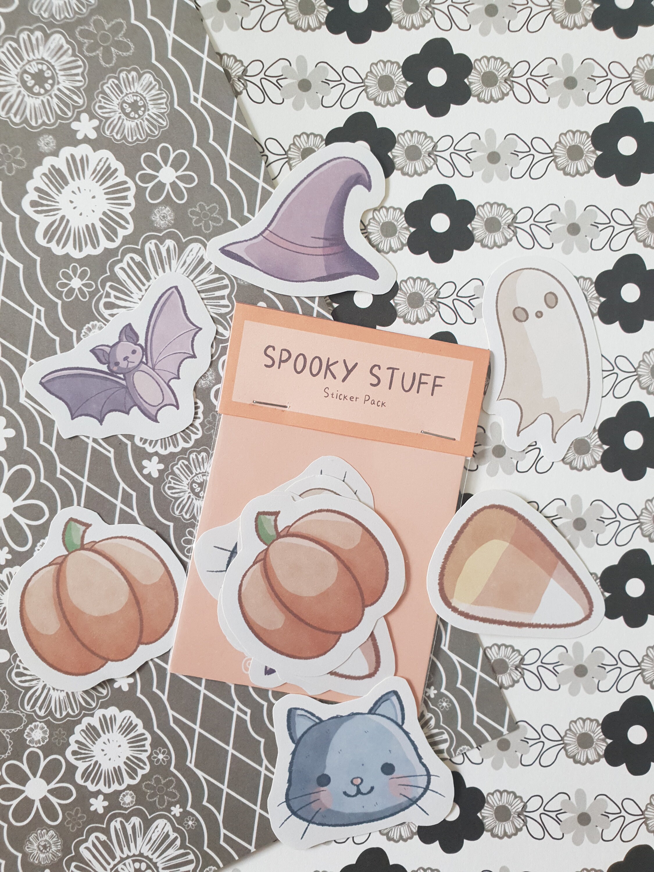 Halloween Stationary Set Bundle - 2 Bookmarks, Sticker Pack, Vinyl ...