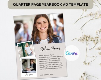 Quarter Page Graduation Yearbook Ad, Senior Tribute Ad, Canva Template ...