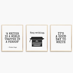 Writer Posters, Gifts for Writers, Keep Writing, Set of 3 Prints ...