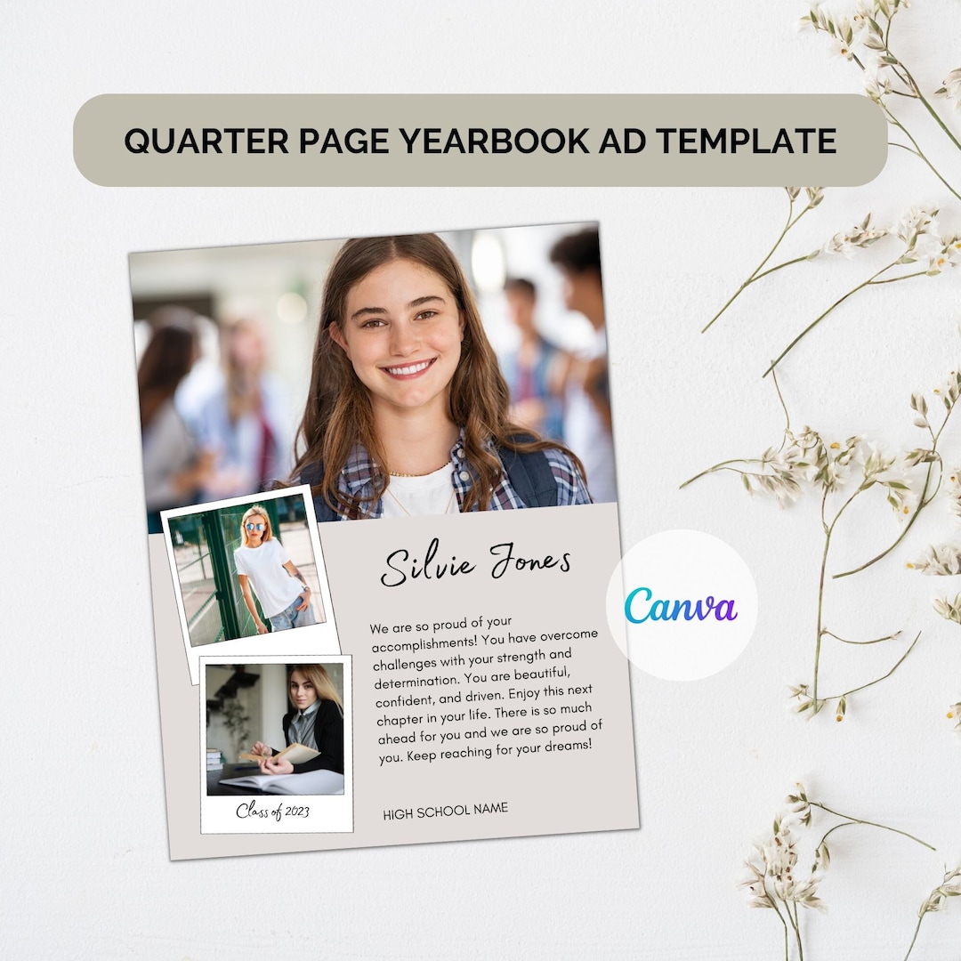 Yearbook Ad Quarter Page Canva Template Quarter Page Middle School ...