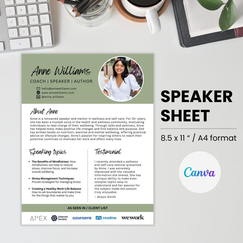 Speaker One Sheet - Etsy