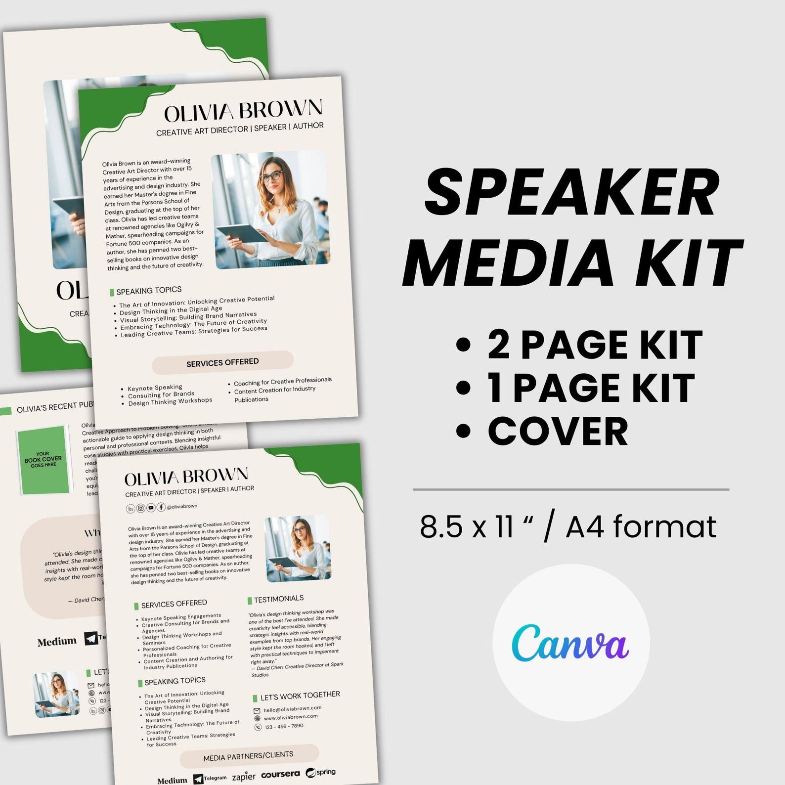 Speaker Media Kit Canva With Social Media Speaker One Sheet ...