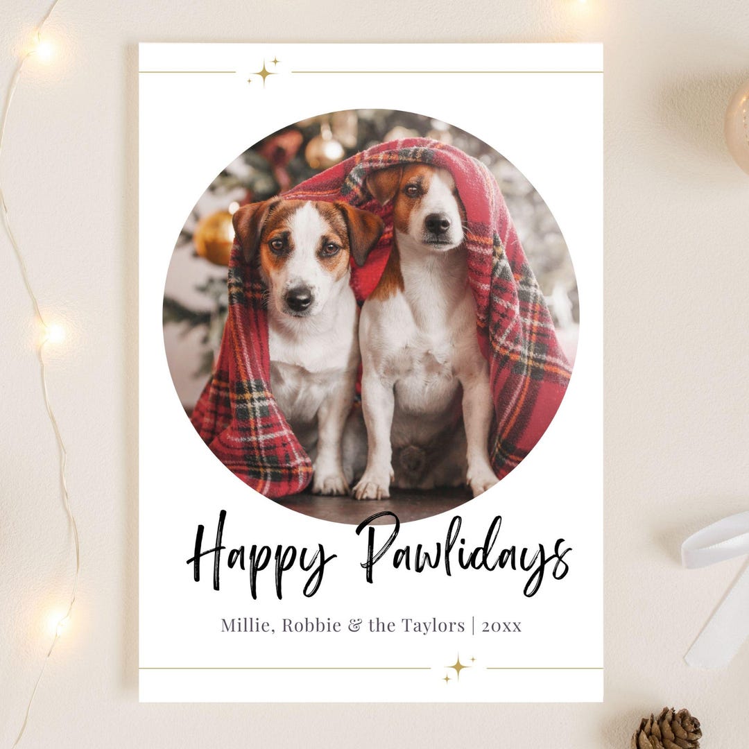Happy Pawlidays Dog Christmas Card | Pet Holiday Photo Postcard ...