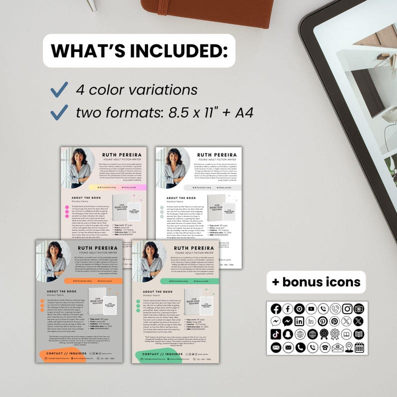 Editable Author Media Kit Template | Canva Author Press Kit, Book ...