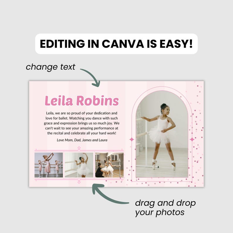 Dance Recital Ad Half Page Canva Template Pink Ballerina Dance Recital ...