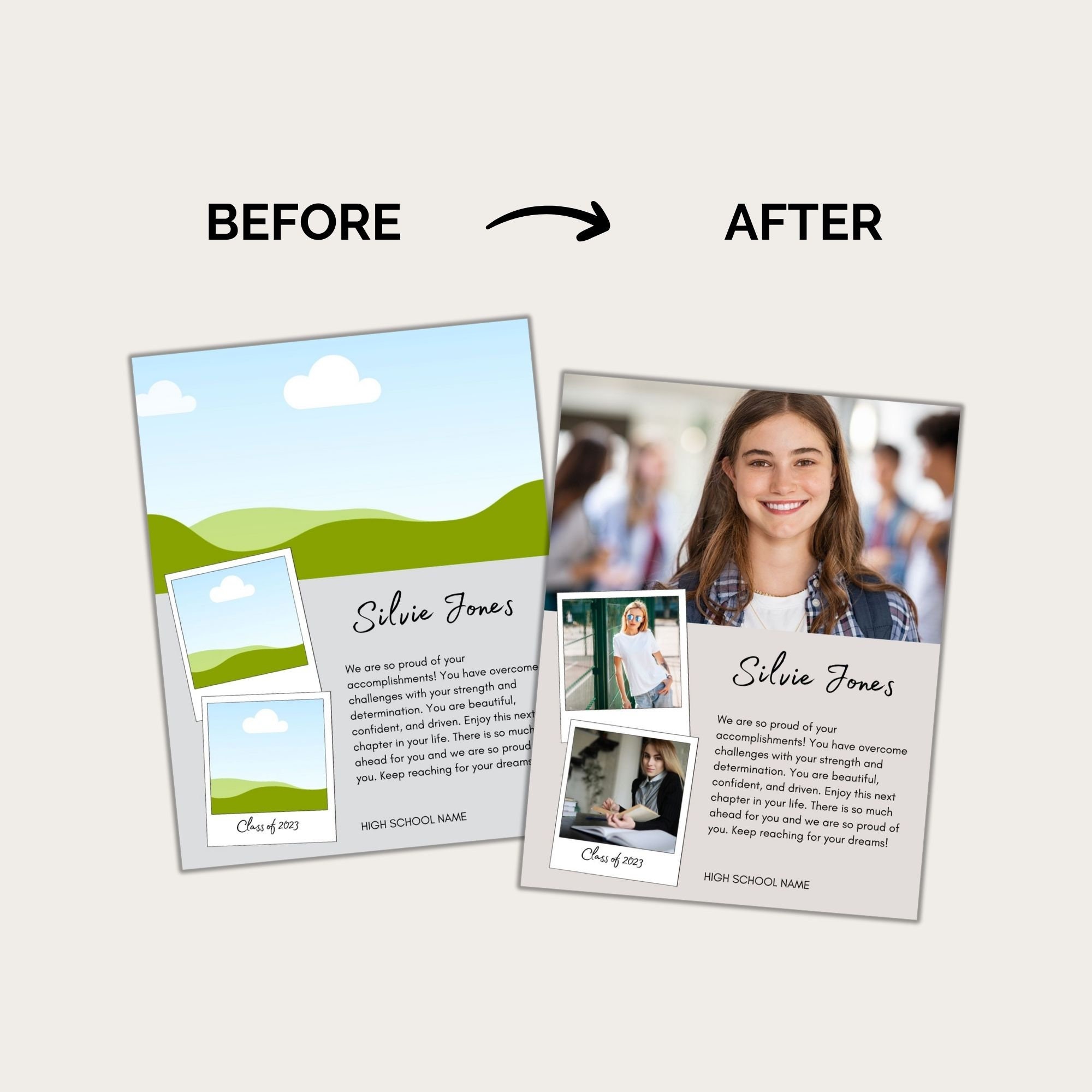 Yearbook Ad Quarter Page Canva Template Quarter Page Middle School ...