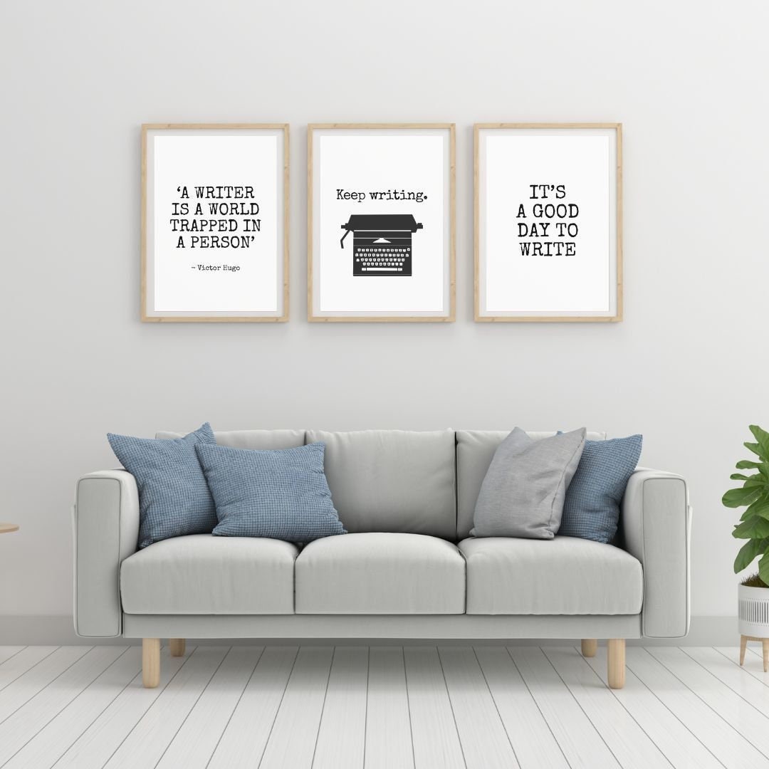Writer Posters, Gifts for Writers, Keep Writing, Set of 3 Prints ...