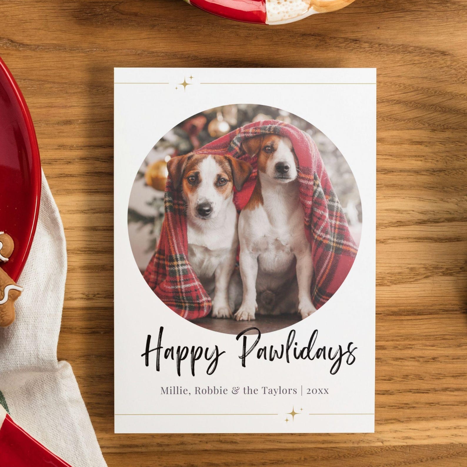 Happy Pawlidays Dog Christmas Card | Pet Holiday Photo Postcard ...