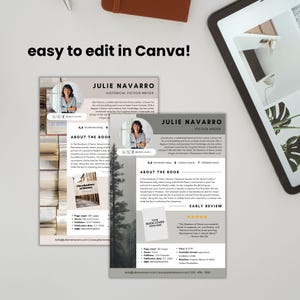 Author One Page Template Media Kit Canva Author Press and Social Kit ...