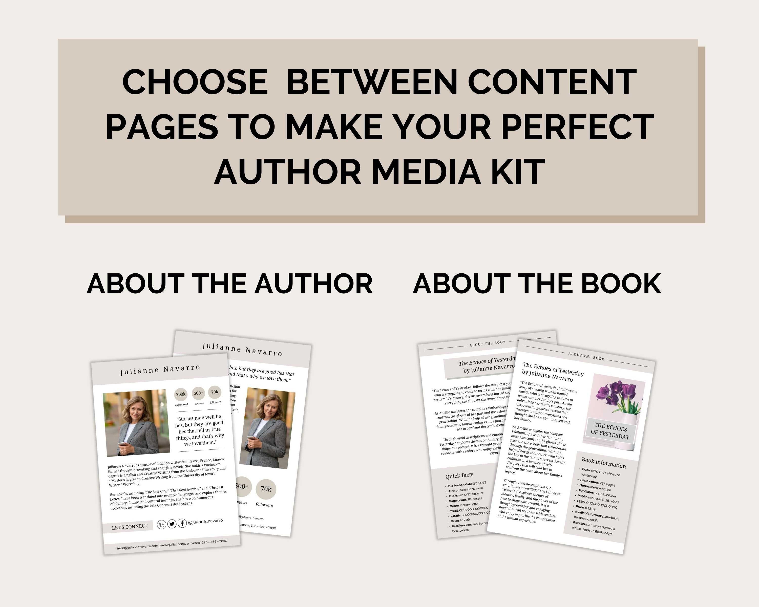 Author Media Kit Template Canva Author Press Kit Book Promotion Book ...