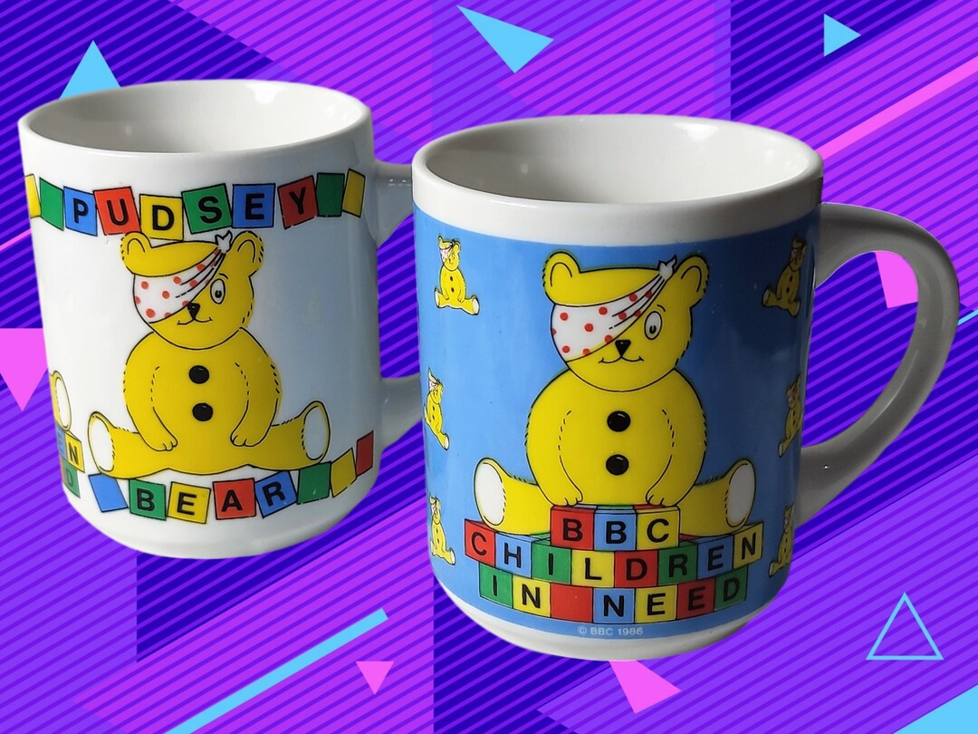 Set of Two Vintage BBC Children in Need Pudsey Bear Mugs Retro 1980s ...