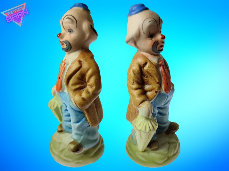 Vintage Clown Bisque Ceramic Sad Circus Clowns Figurines Retro Clown ...