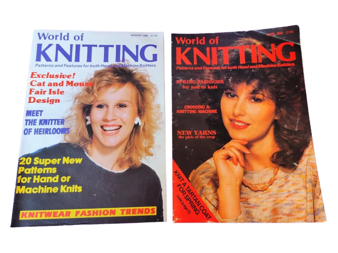 World of Knitting Magazine X2 - April and August 1985 - 80s Vintage ...