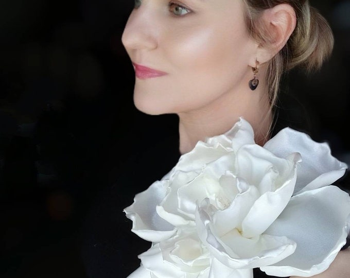 Large Ivory Flower, Ivory Brooch, Large Brooch, Large Fabric Flower ...