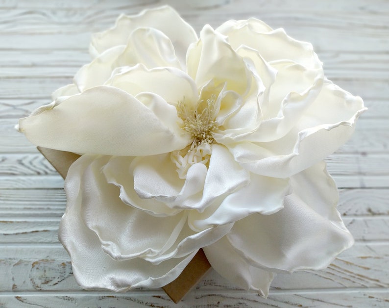 Large Ivory Flower Ivory Brooch Large Brooch Large Fabric - Etsy