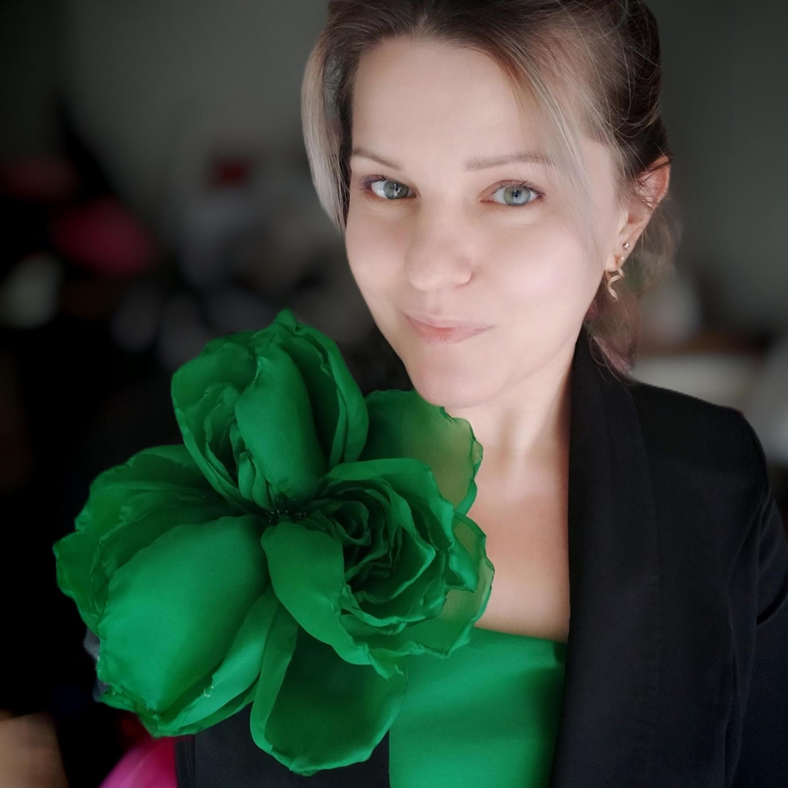 Large Green Organza Peony Pin, 10" Statement Flower Accessory, Airy ...