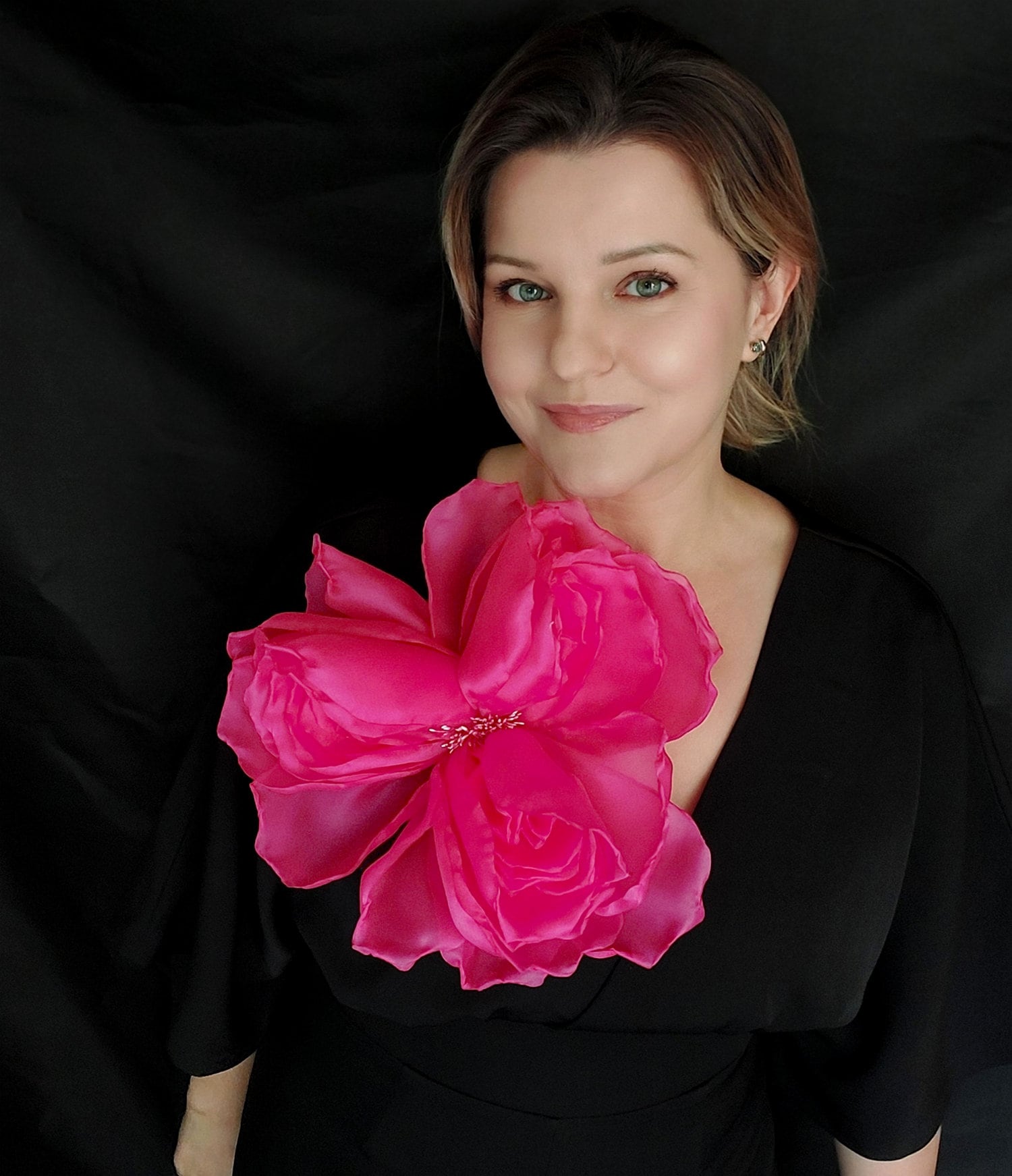 Large Fuchsia Chiffon Flower Brooch: Handmade Peony Pin - Etsy