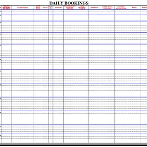 Spa Daily Bookings V02 Printable and Spreadsheet - Etsy