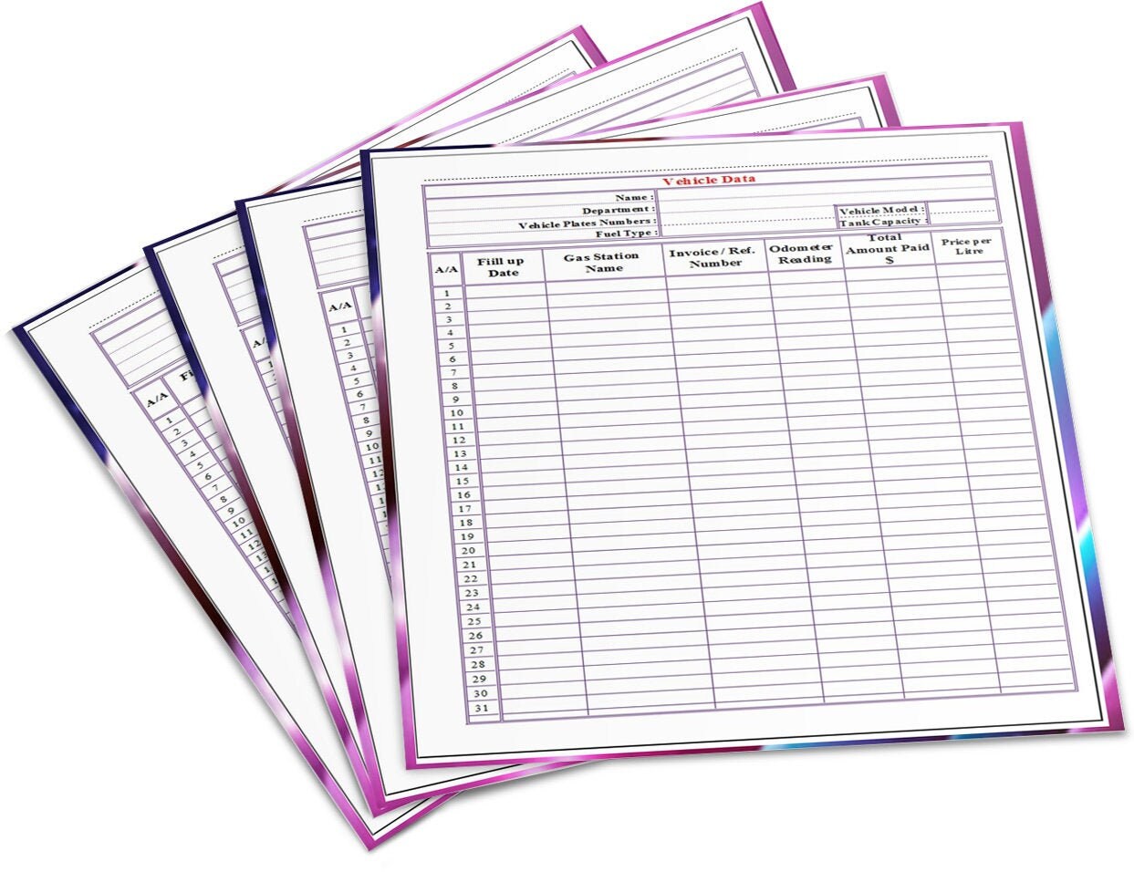 Fuel Forms Spreadsheet and Pdf Files - Etsy