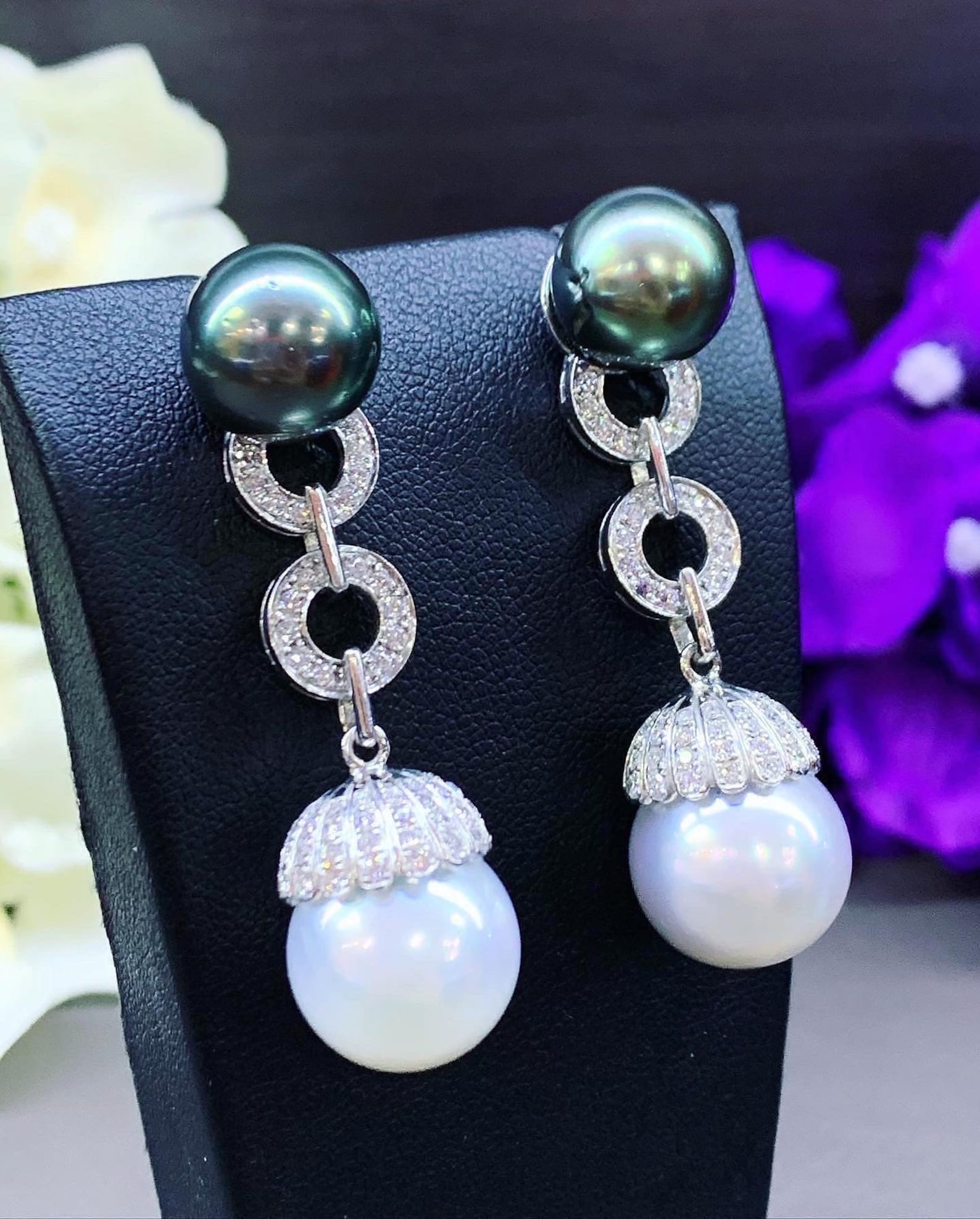 HUGE White South Sea Pearls VS Diamonds in 18K Solid White - Etsy