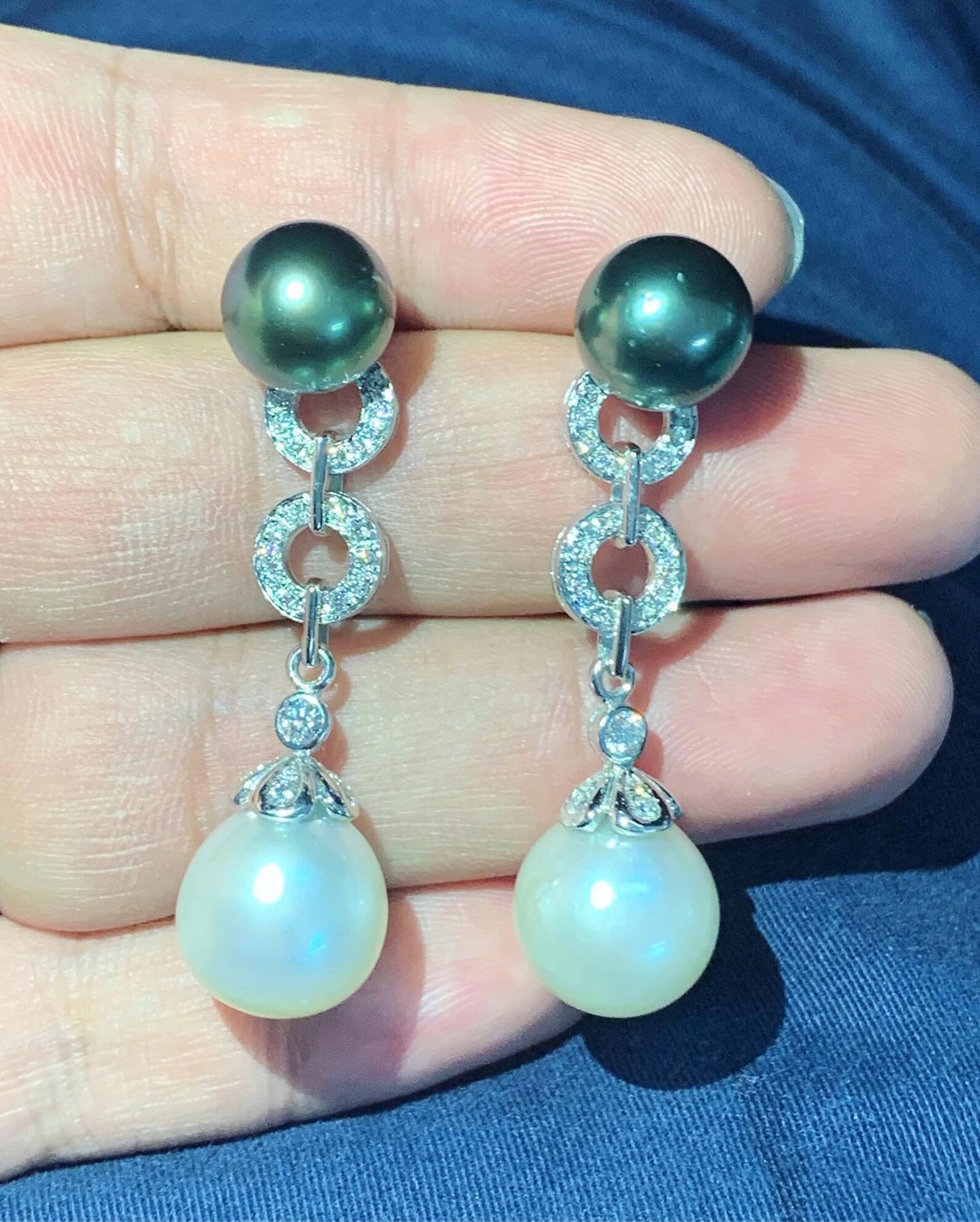 HUGE White South Sea Pearls VS Diamonds in 18K Solid White - Etsy