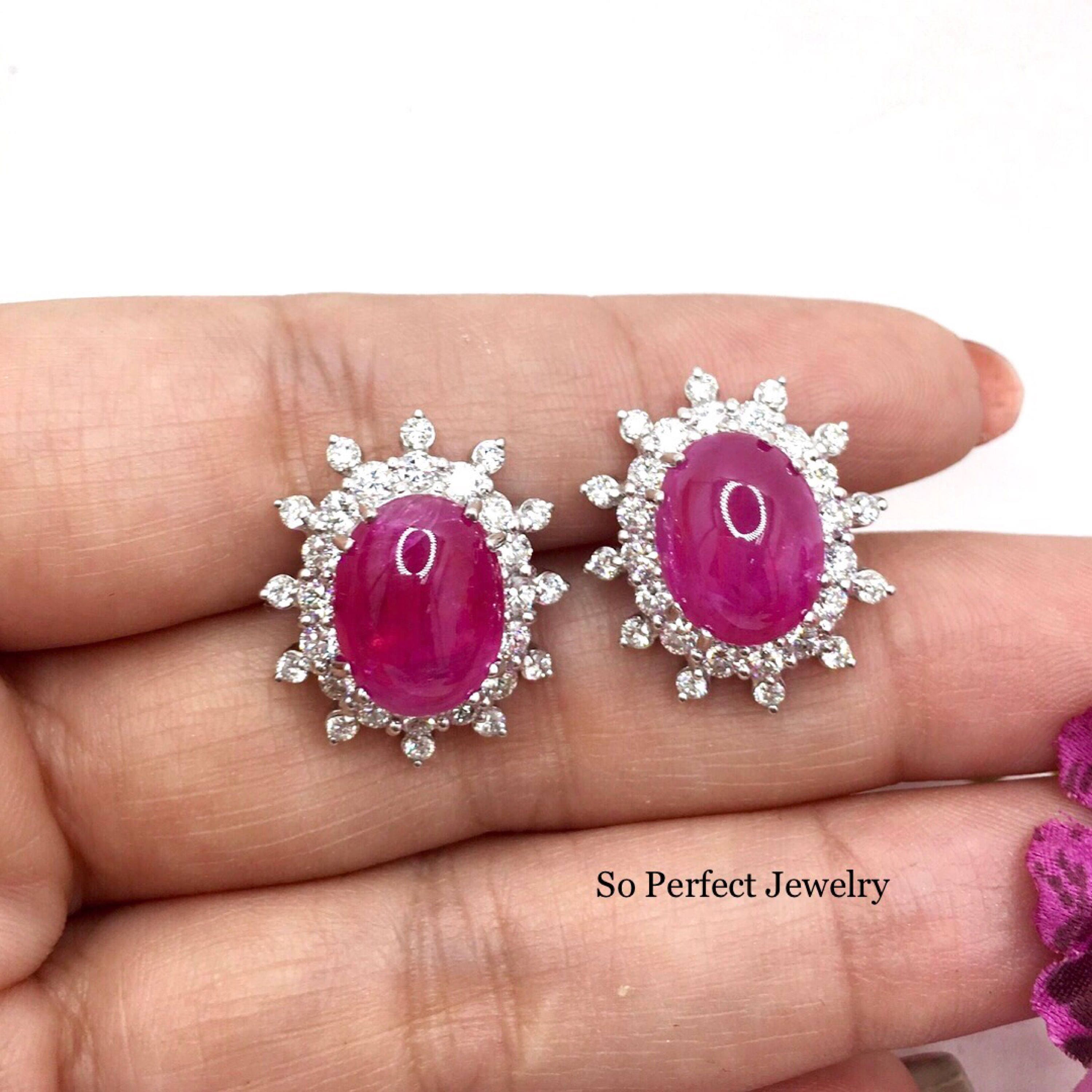 Huge 14.68 BURMESE RUBY & Diamonds in 18K Solid White Gold - Etsy