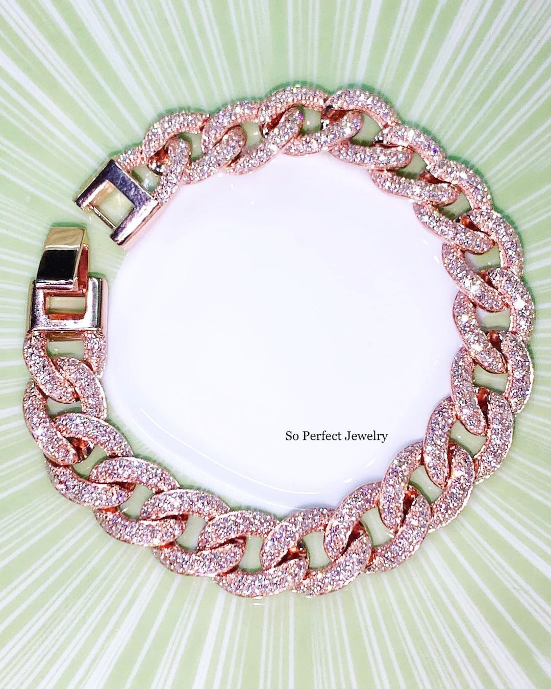 CHAIN! 5.30TCW F/VS Diamonds in 18K Solid Rose Pink Gold Bracelet ...