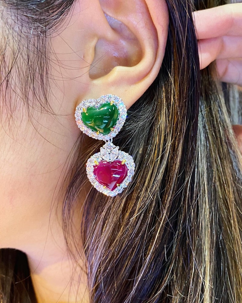 ENORMOUS 21.80TCW Burmese Jade Ruby VS Diamonds in 18k Solid | Etsy