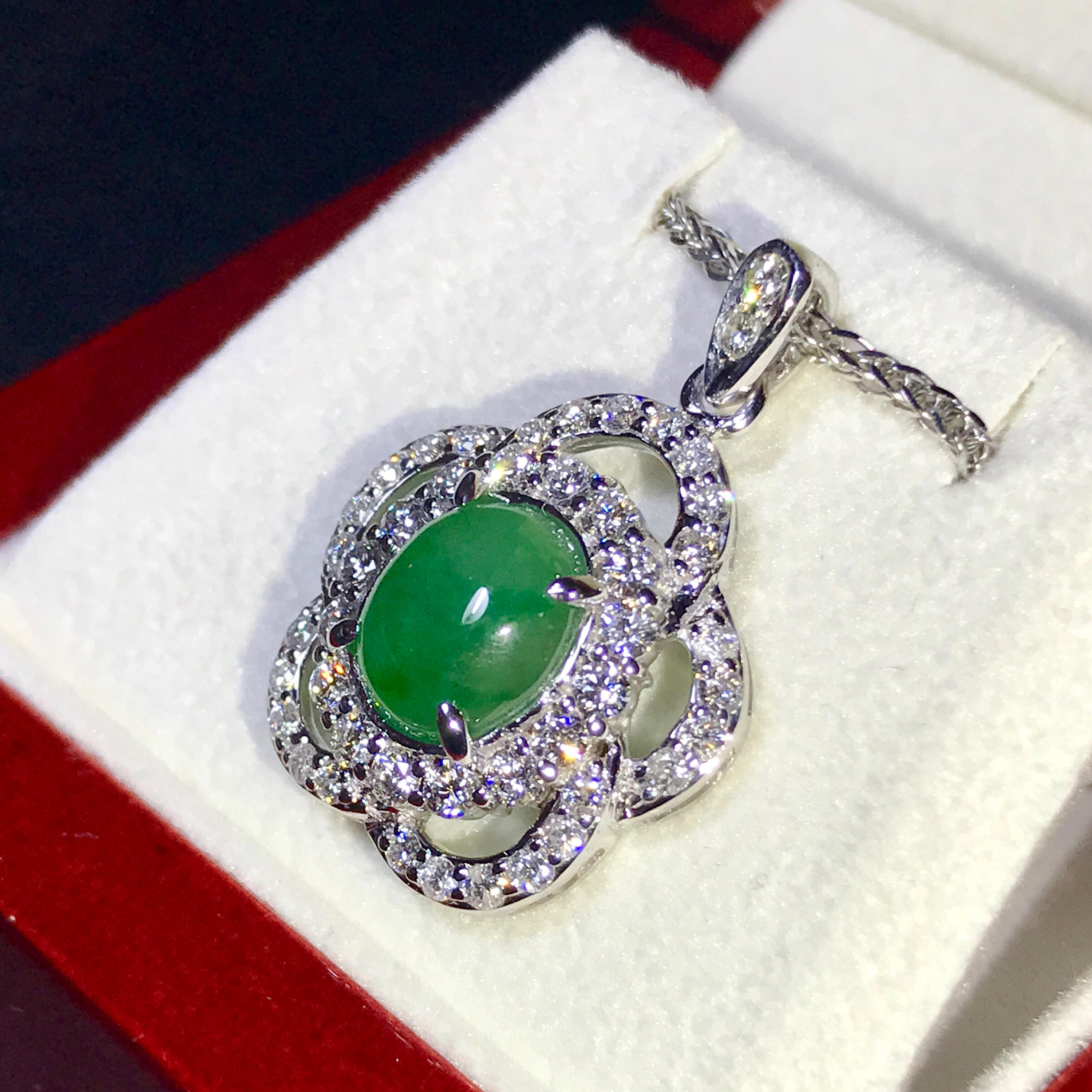 WOW 3.63TCW Burmese Jade & VS Diamonds in 18k Solid White | Etsy