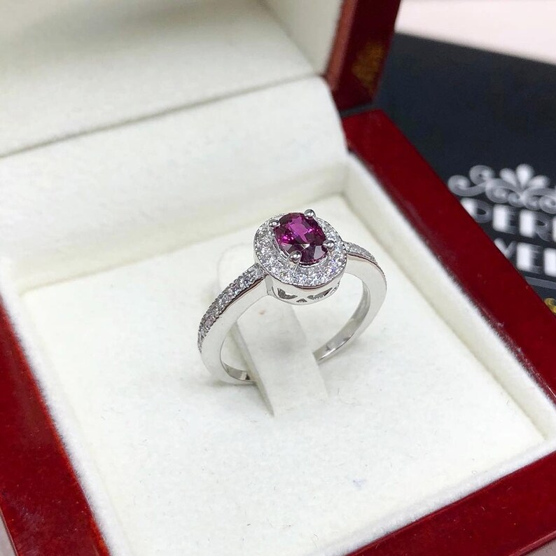 HOT RED SIAMESE Ruby & Diamonds in 18K Solid Handmade White | Etsy