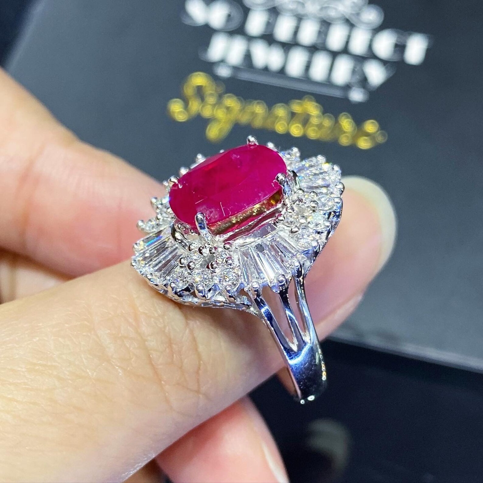 BURMESE 5.36TCW Natural Ruby & Diamonds in 18K Solid White - Etsy
