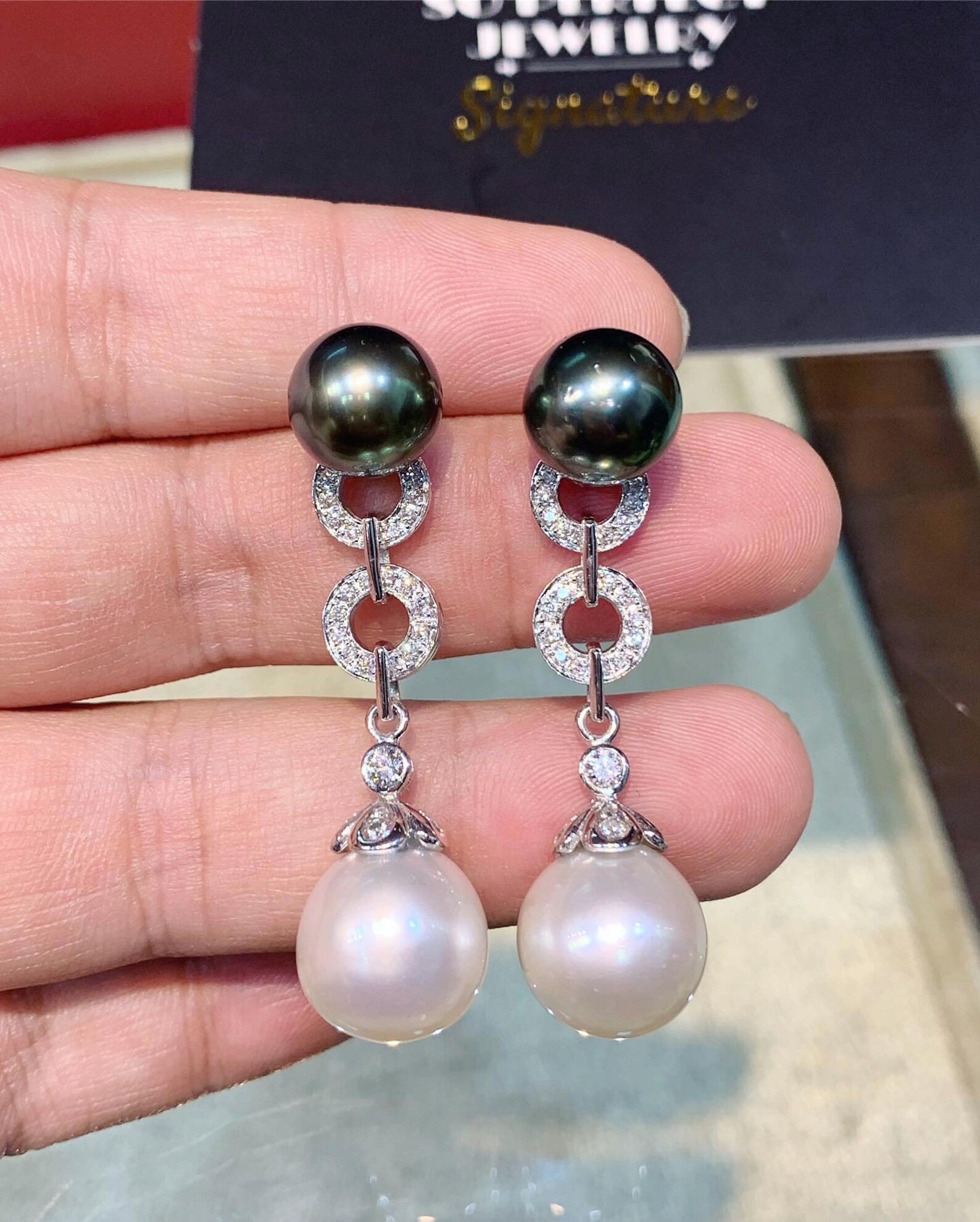 HUGE White South Sea Pearls VS Diamonds in 18K Solid White - Etsy