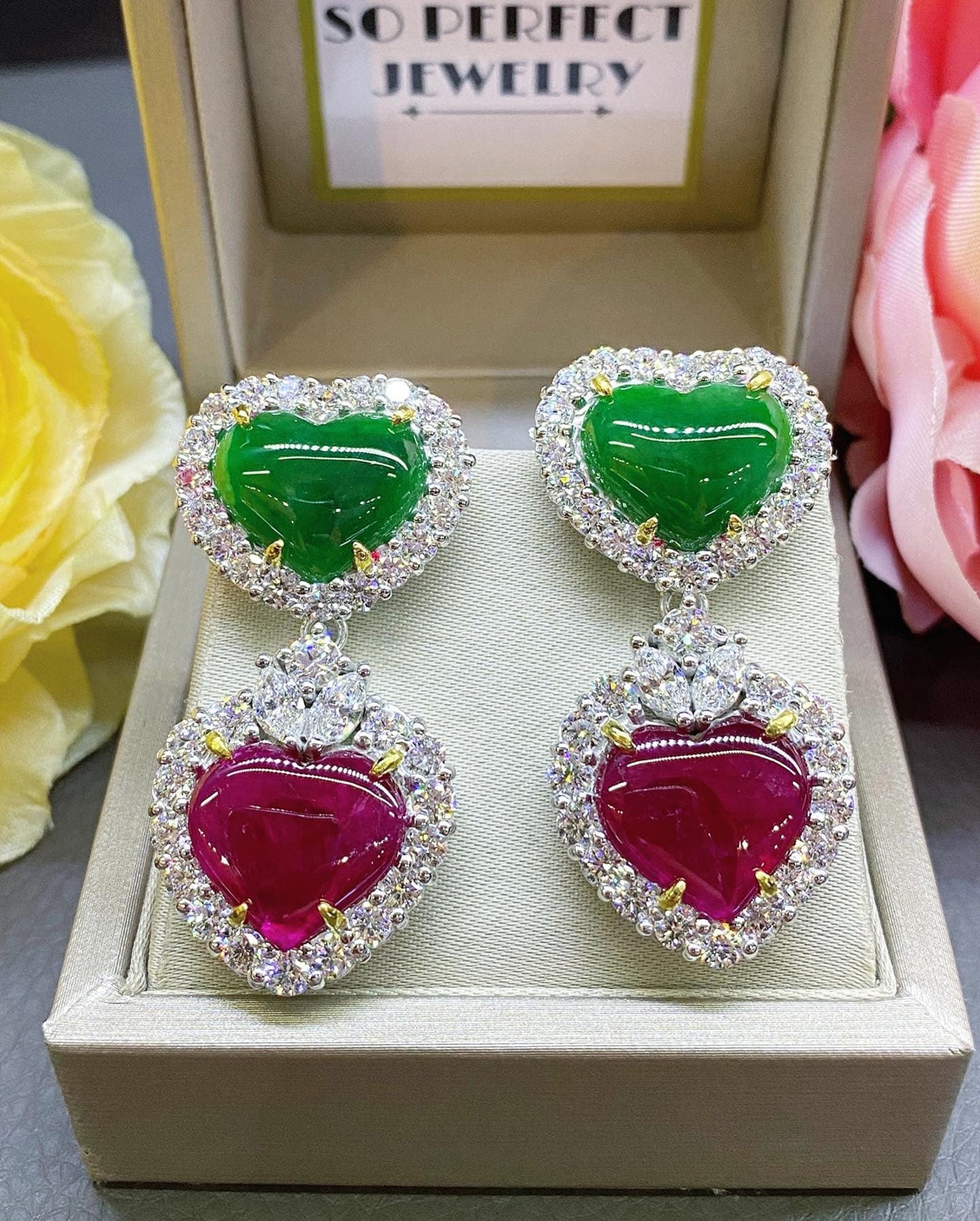 ENORMOUS 21.80TCW Burmese Jade Ruby VS Diamonds in 18k Solid | Etsy