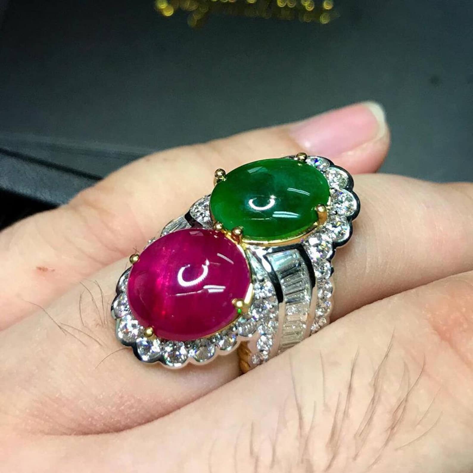 ENORMOUS 13.92TCW Burmese Ruby Jade & Diamonds 18k Solid | Etsy