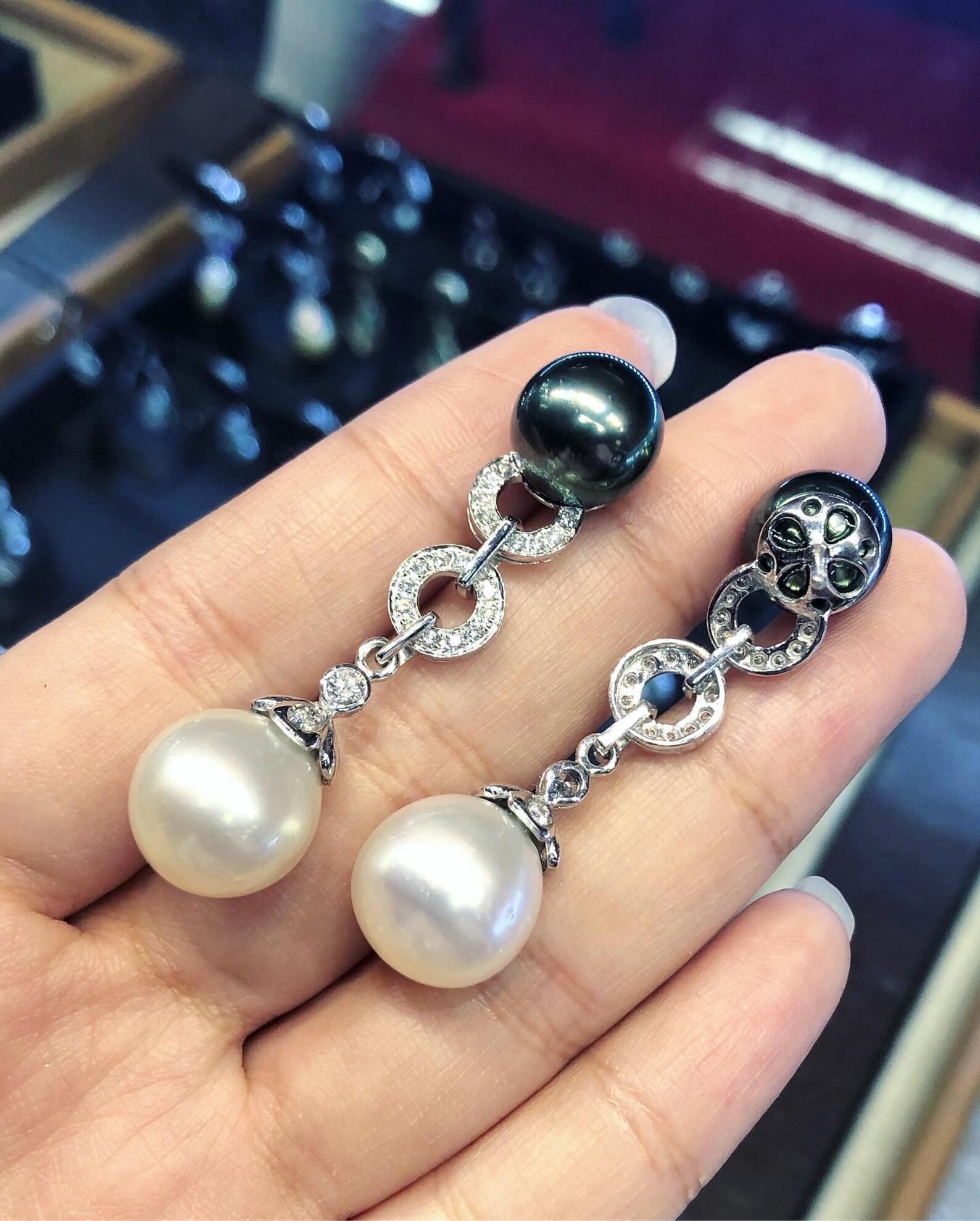 HUGE White South Sea Pearls VS Diamonds in 18K Solid White - Etsy