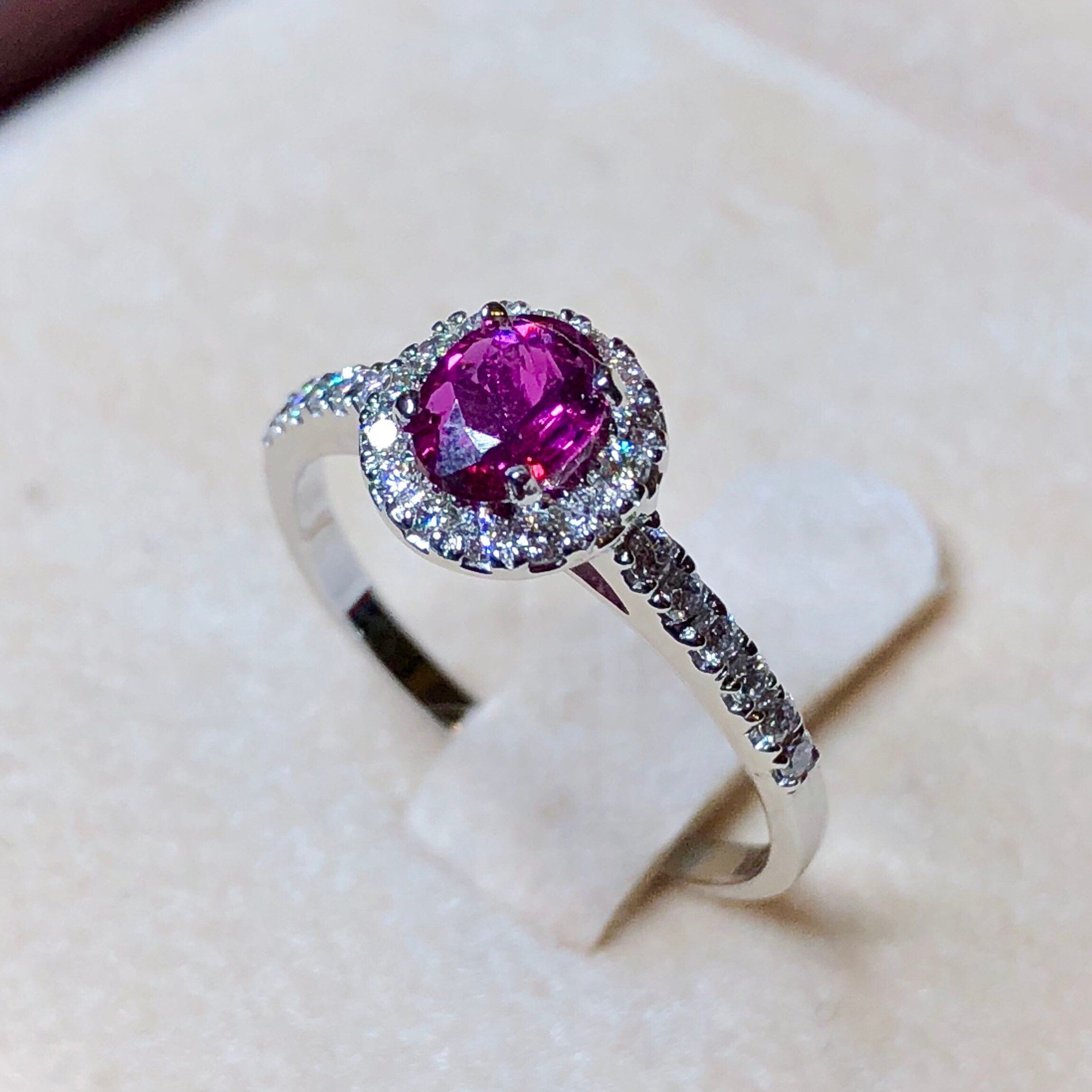HOT RED SIAMESE Ruby & Diamonds in 18K Solid Handmade White Gold Ring ...