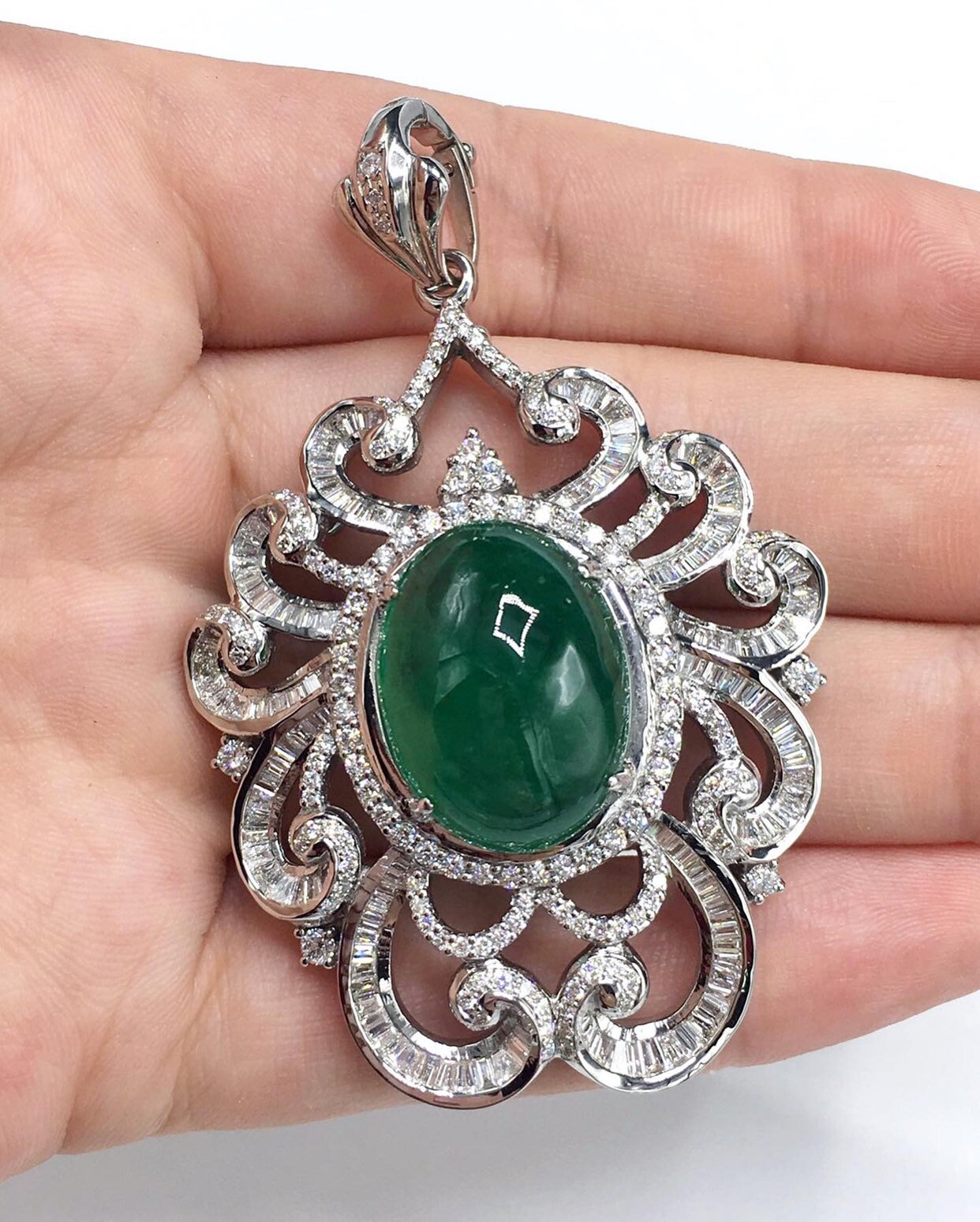 ENORMOUS 22.22TCW Emerald Cabochon Pendant Zambian Natural VS | Etsy